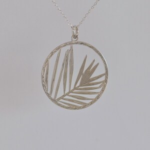 Sterling Silver Palm Leaf Necklace: Tropical Minimalist Jewelry. - Etsy