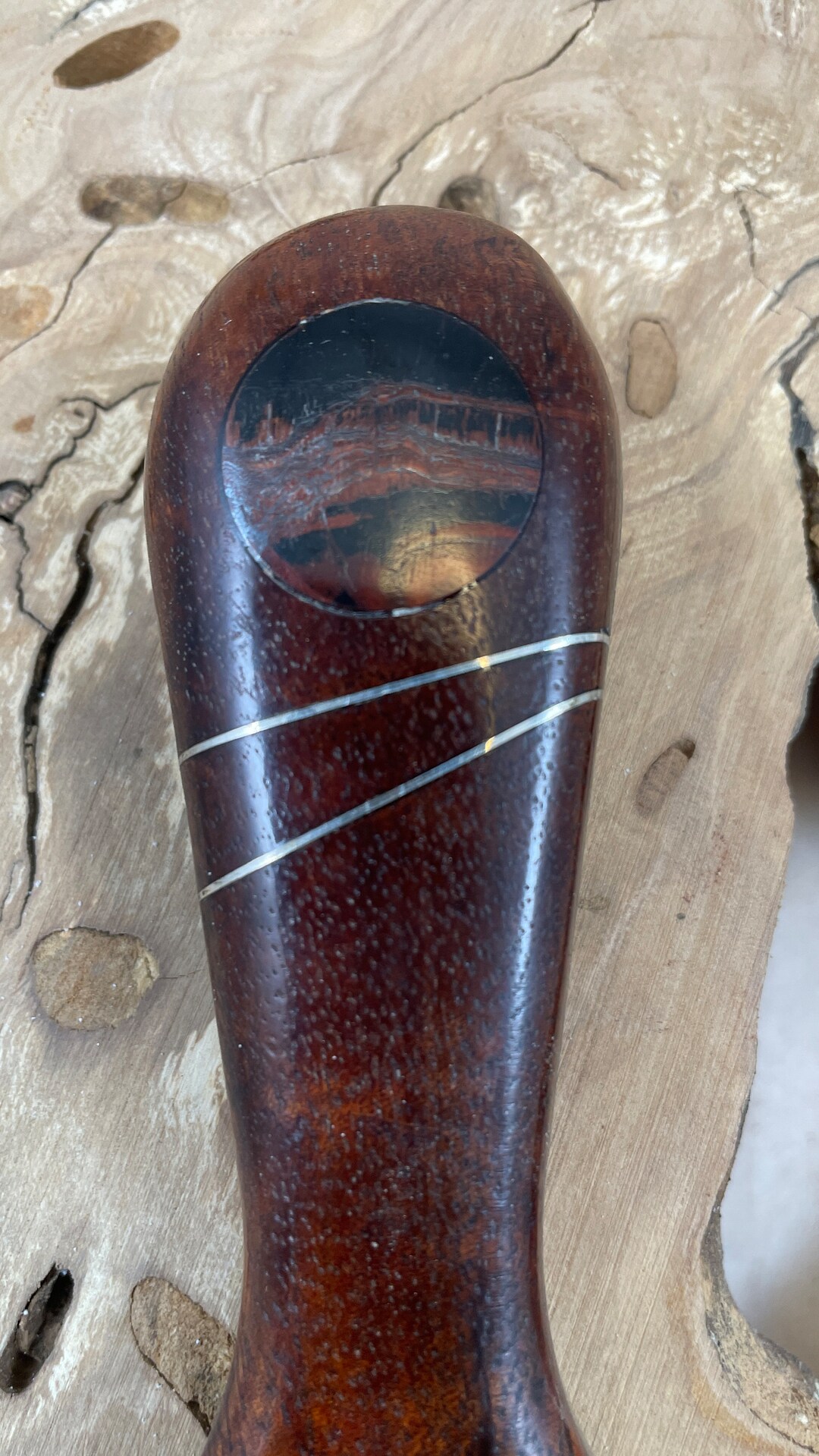 Handmade Oyster Knife Koa Handle Tiger Eye Inlay Sterling Silver Accent ...