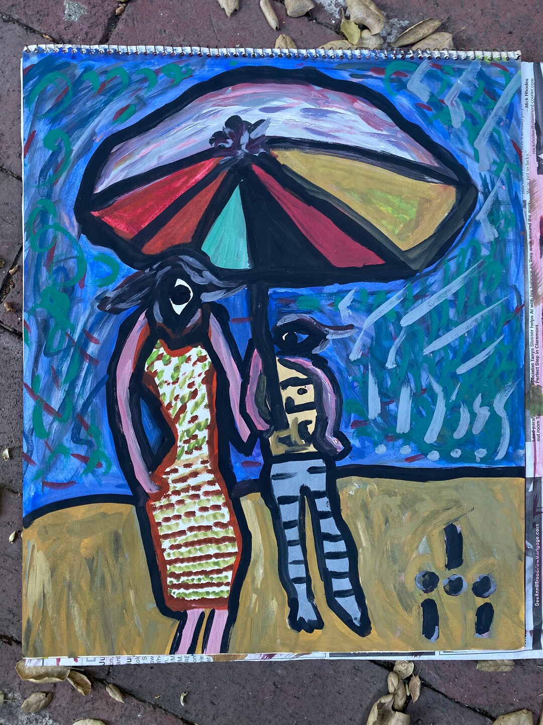 Signed Jj James Devery Gouache Abstract of Francoise GILOT and Pablo ...