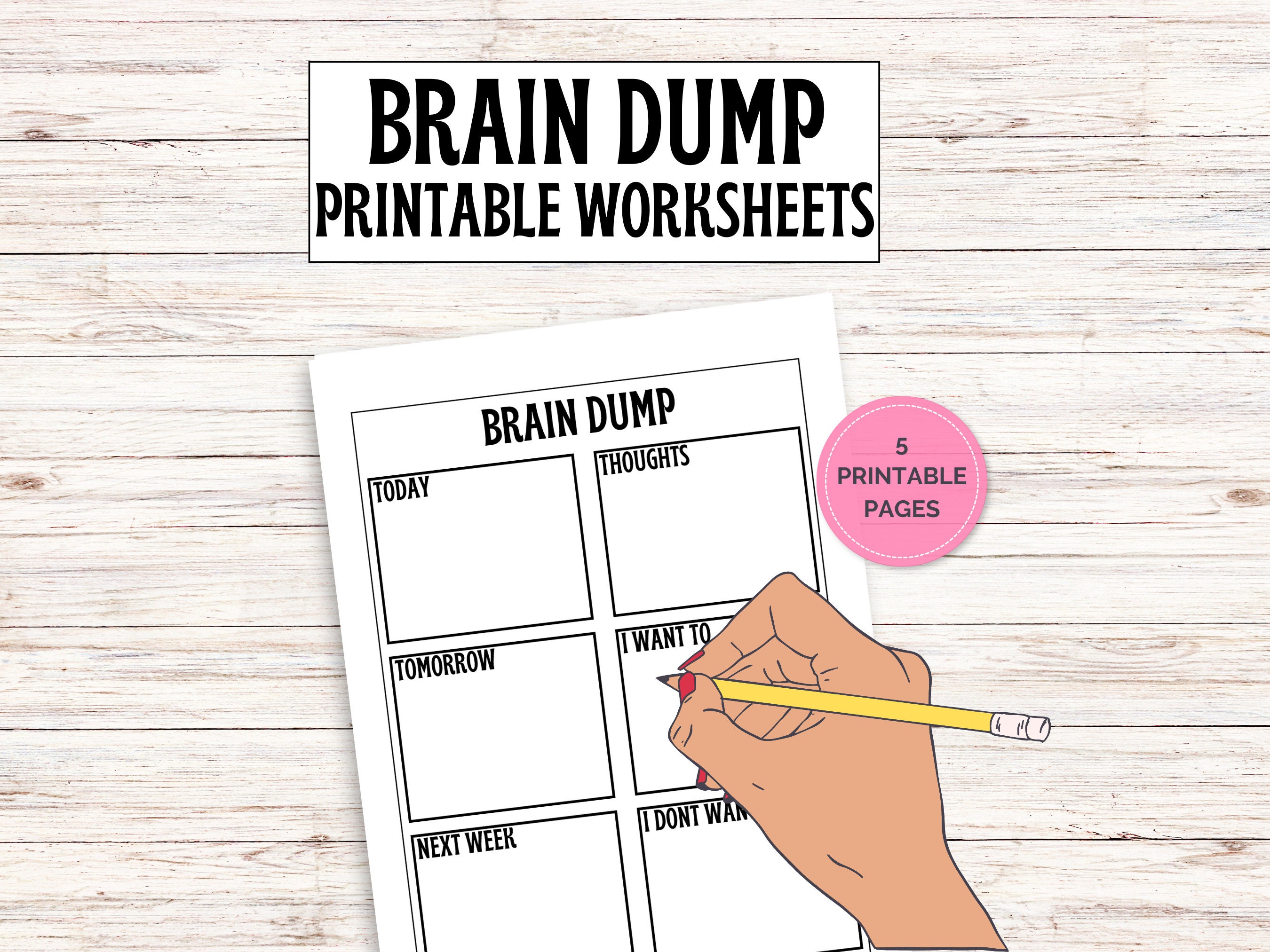 Printable Brain Dump Worksheets ADHD Planner Templates - Etsy