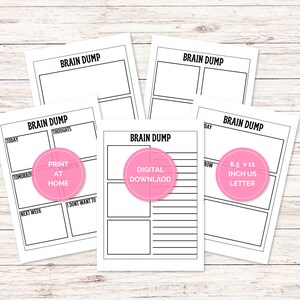 Printable Brain Dump Worksheets ADHD Planner Templates - Etsy