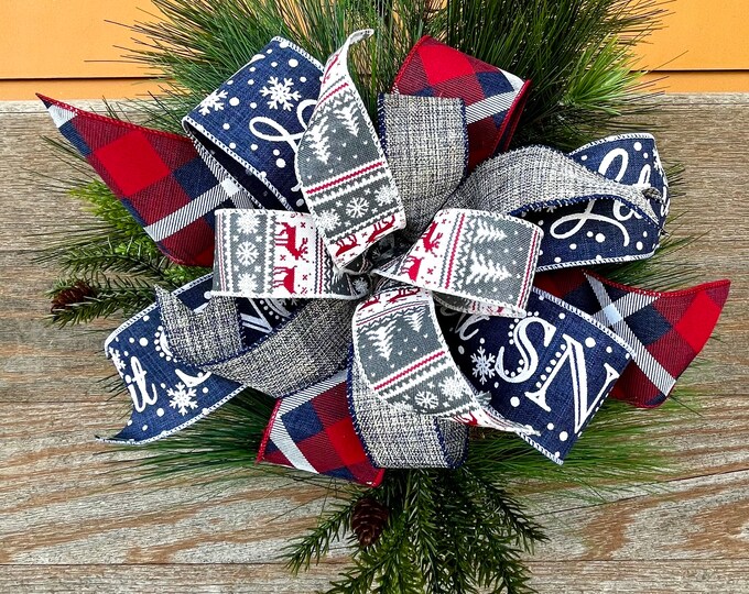 Christmas Tree Topper Farmhouse Bow, Christmas Wreath Bow, Christmas ...