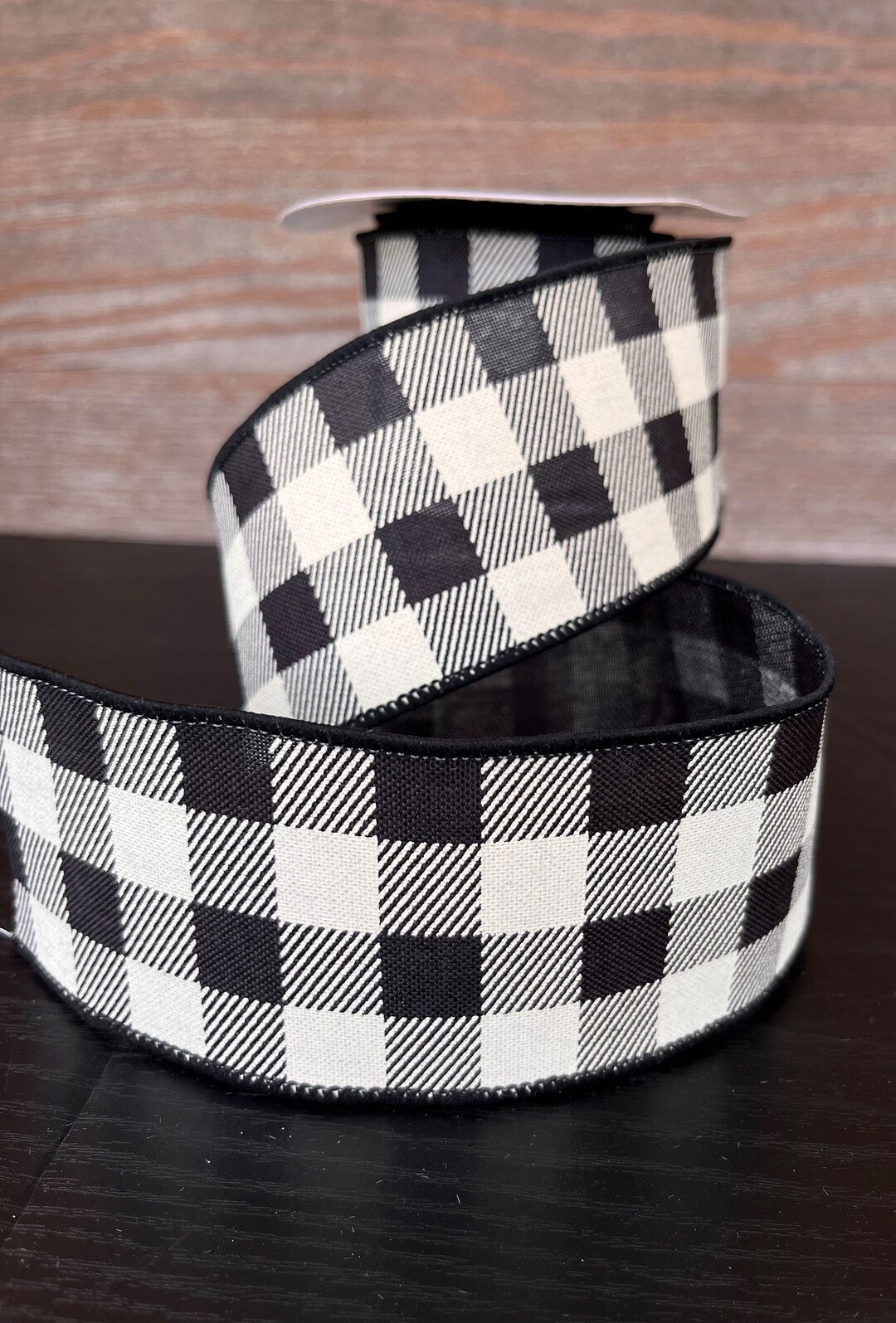 Buffalo Check Plaid Wired Ribbon: Black and Cream, 2.5" X 10 Yards - Etsy