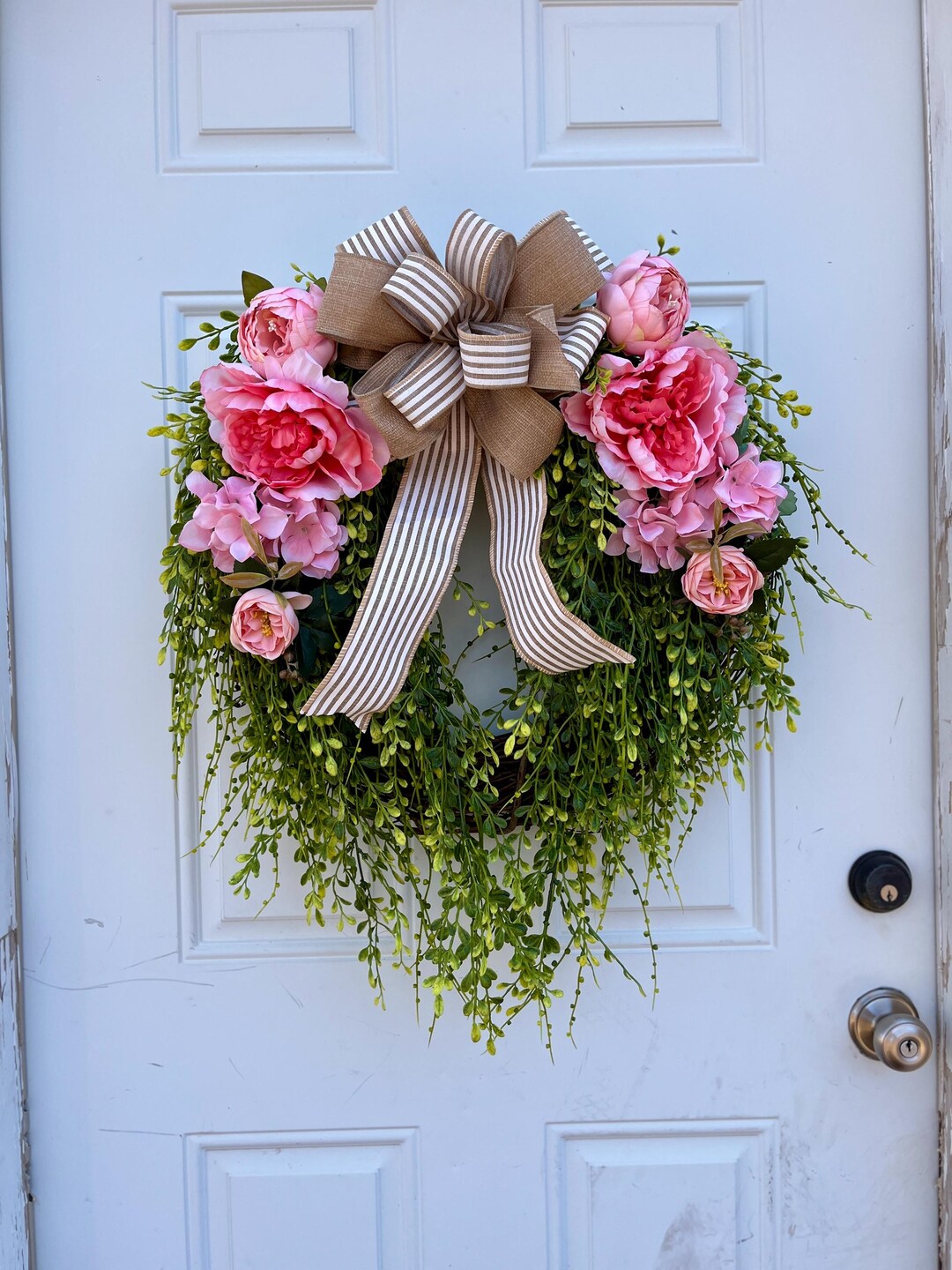 Spring Peony Wreath for Front Door, Farmhouse Spring Decor, Easter ...
