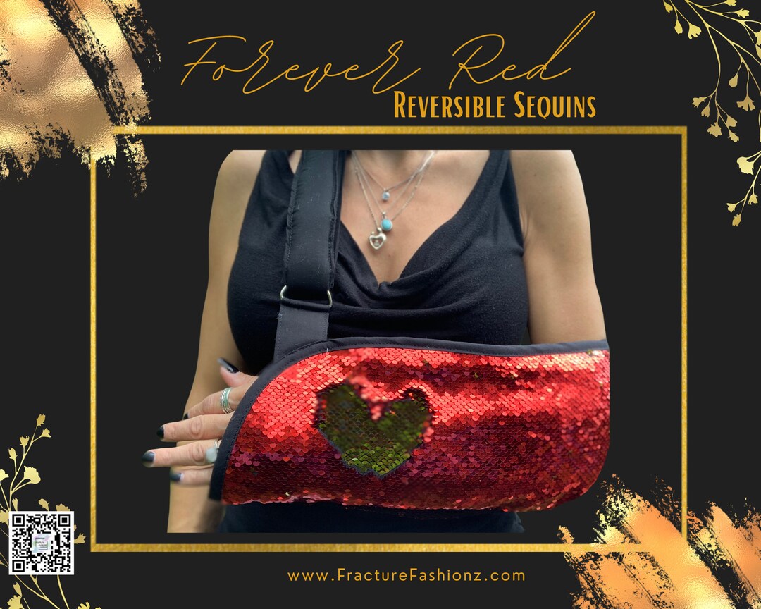 Arm Sling | Forever Red Luxe Designer Arm Sling - Reversible Sequins ...