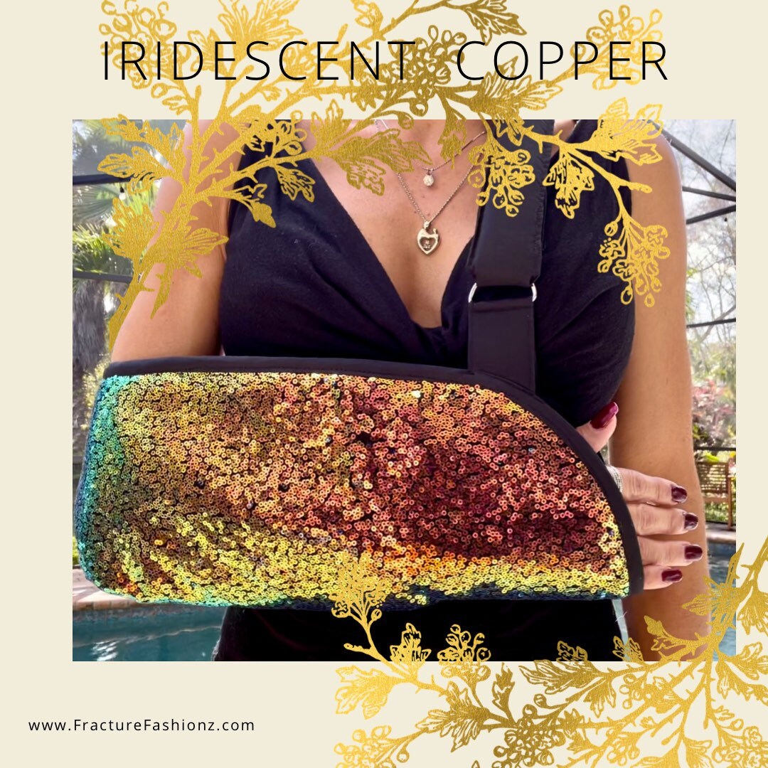 Arm Sling | Iridescent Copper Sequins Designer Arm Sling - Padded and ...