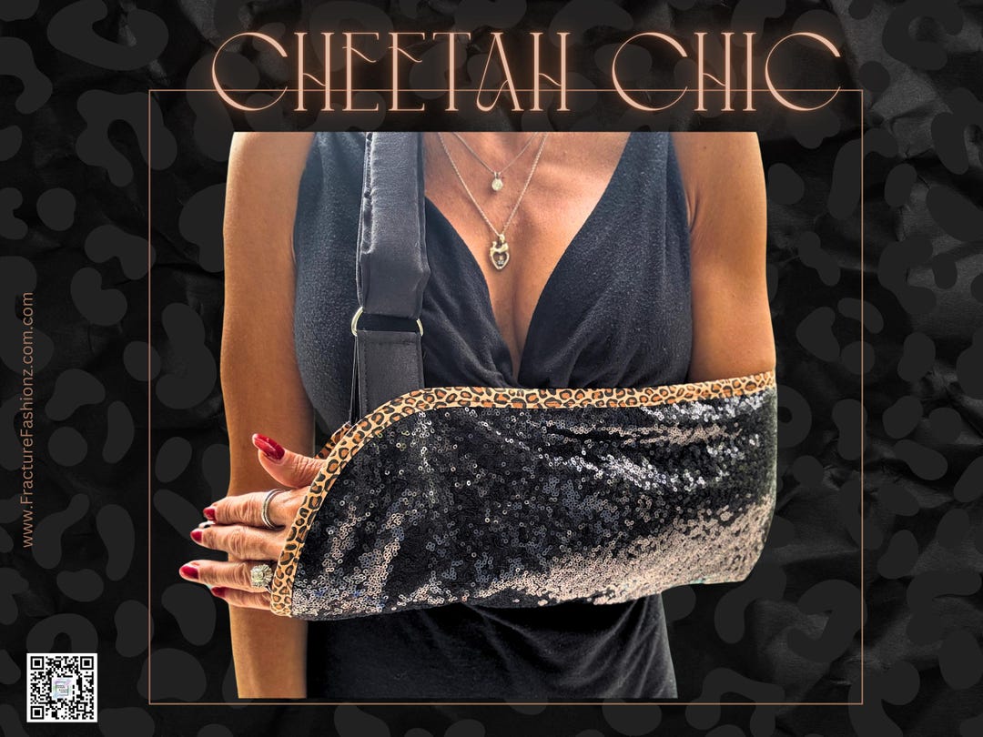 Arm Sling | Cheetah Chic Designer Arm Sling - Black Sequins With Sassy ...