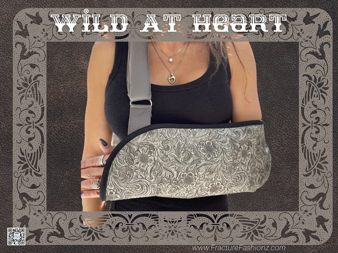 Arm Sling | Wild at Heart Embossed Floral Faux Leather Designer Arm ...