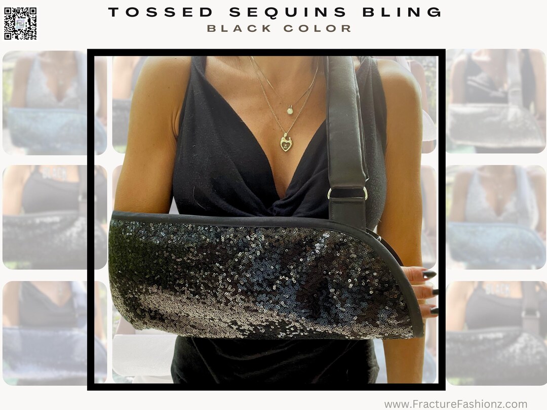 Arm Sling | Black Tossed Sequins Designer Arm Sling - Padded and ...