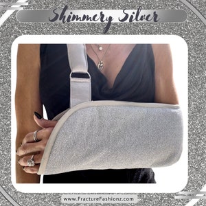 Arm Sling Shimmery Silver Padded Designer Arm Sling Cushioned ...