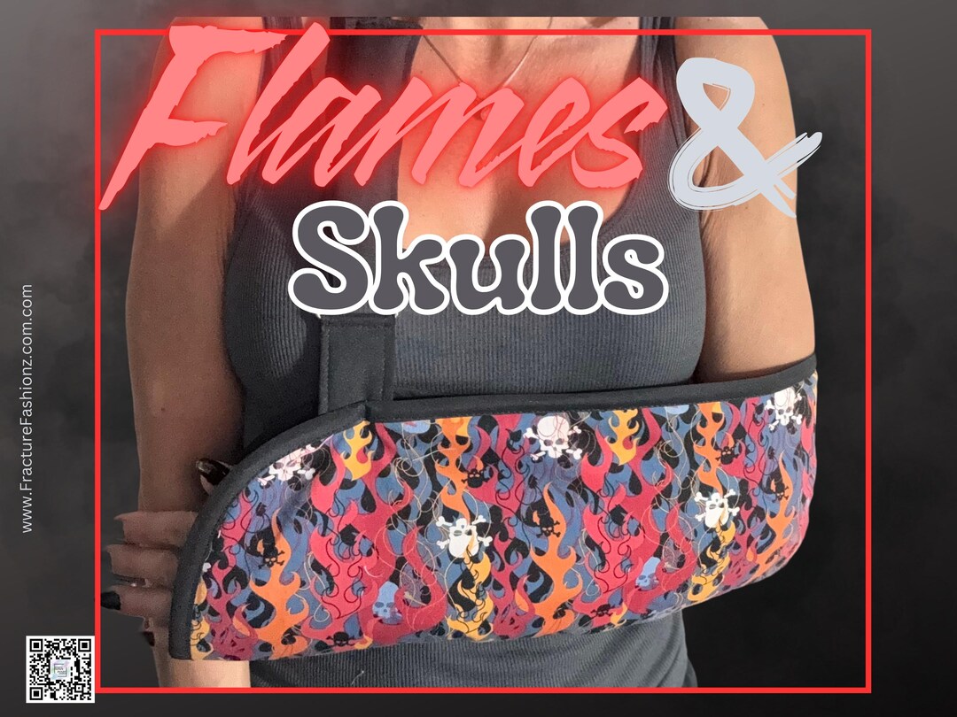 Arm Sling | Flames & Skulls Padded Fashion Arm Sling- Hot Rod - Fire ...