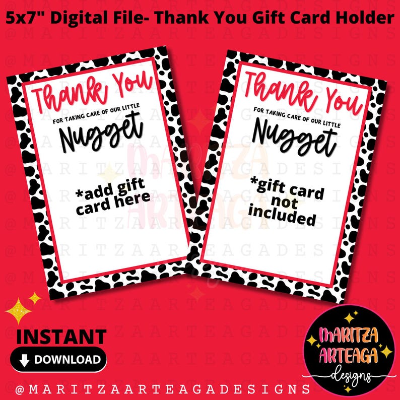5x7" Digital File- Teacher Appreciation - Thank You Gift Card Holder ...