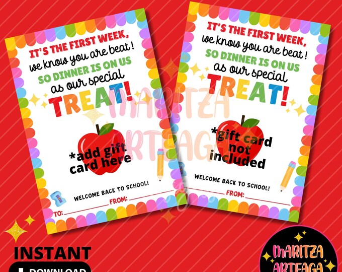 Teacher End of School Year Gift Card Holder - Printable Dinner on Us ...