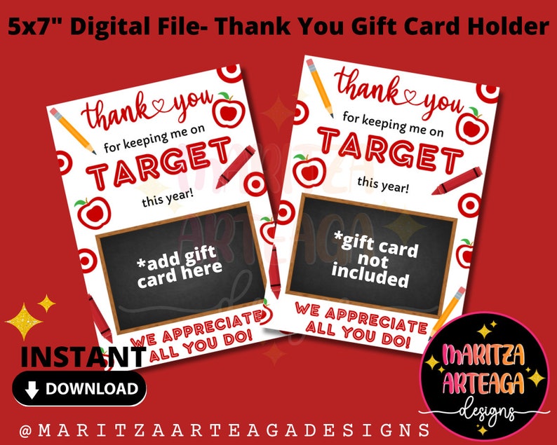 5x7" Digital File- Teacher Appreciation - Thank You Gift Card Holder ...