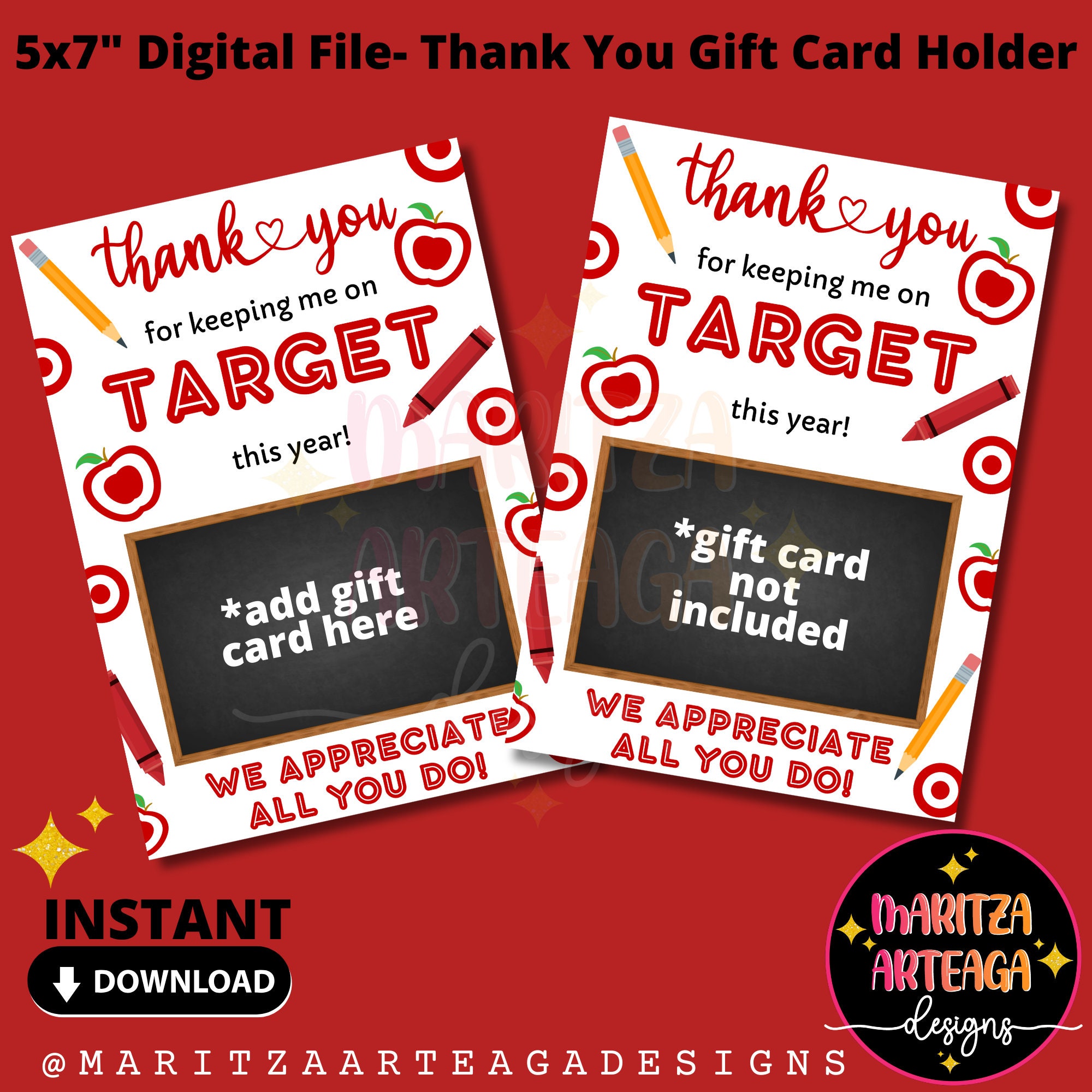 5x7" Digital File- Teacher Appreciation - Thank You Gift Card Holder ...