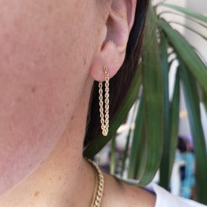 Rope Chain Earrings in Solid 10K Yellow Gold - Etsy
