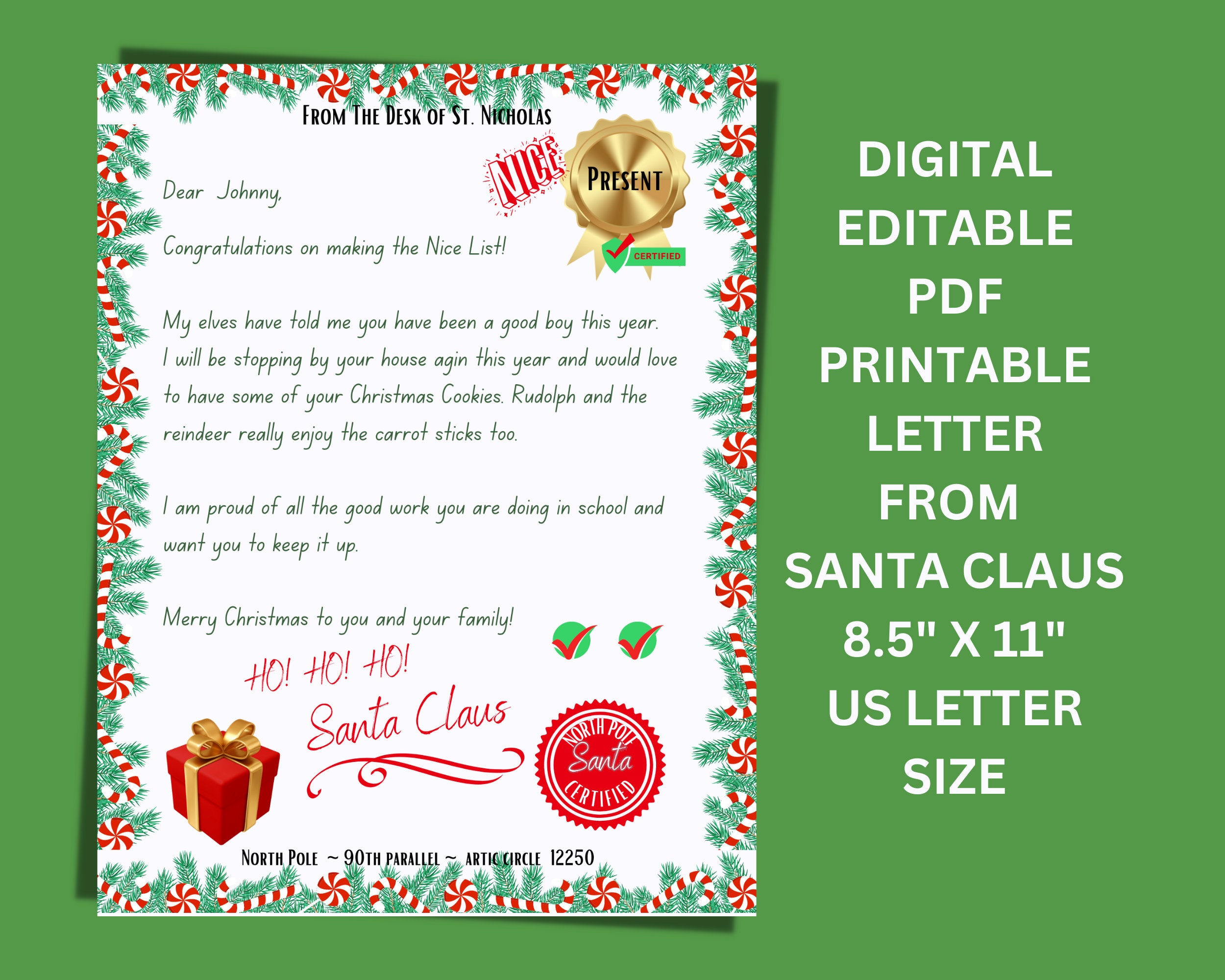 Digital Letter From Santa, Editable Santa Letter, Personal Printable ...