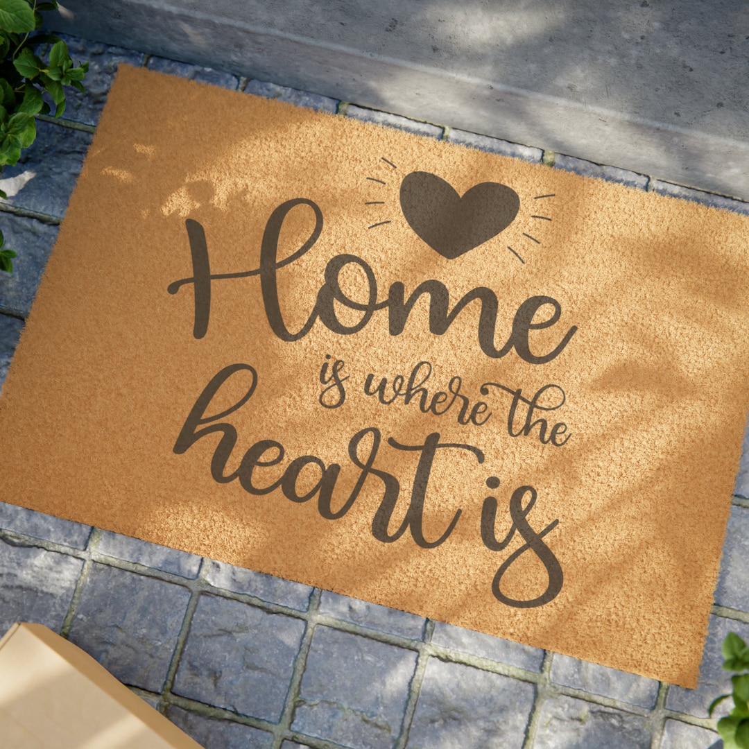 Home is Where the Heart is Outdoor Doormat, Tufted Coir Coconut Fiber ...