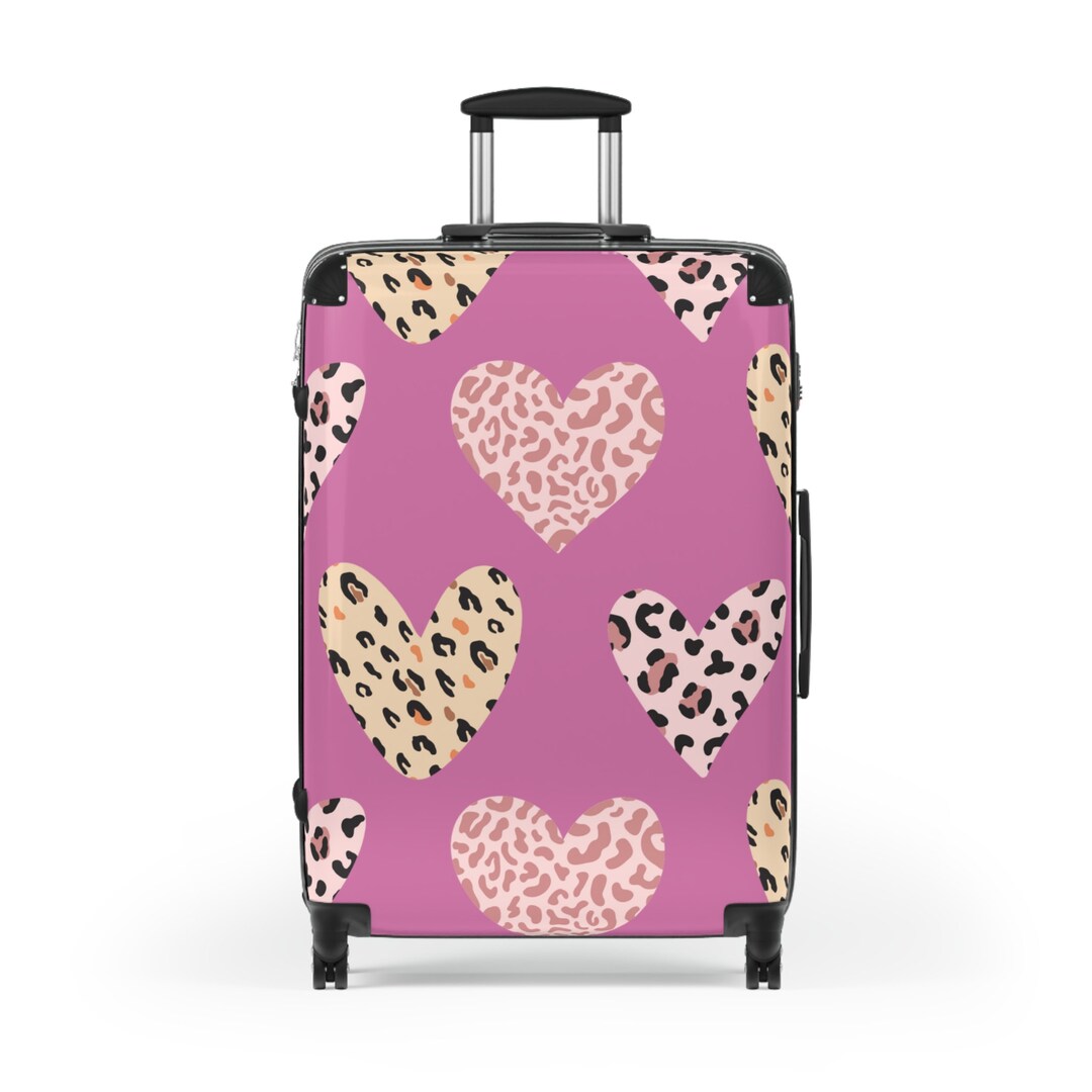 Pink Heart Leopard Print Hard Shell Spinner Locking Suitcases - Etsy