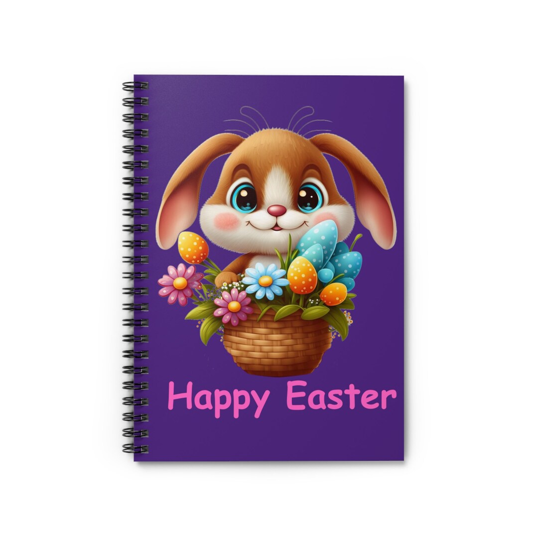 Easter Bunny Aesthetic Purple Spiral Notebook Lined Pages, Easter Gifts ...