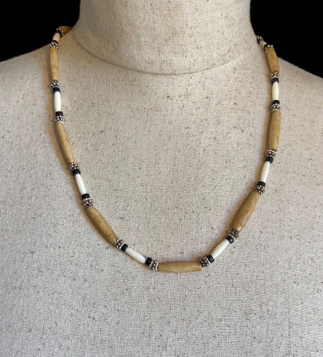 Native American Inspired Buffalo Bone Bead Necklace - Etsy