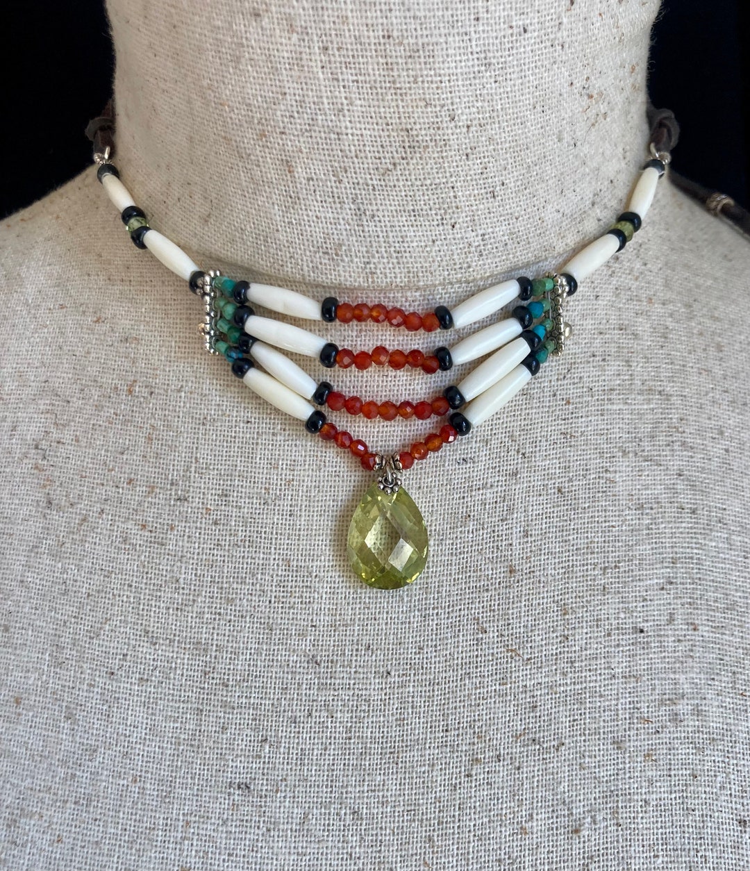 Native American Hair Pipe Bone, Pow Wow Regalia Choker . Dainty ...