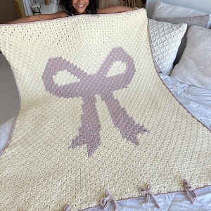 The Clara Throw PDF DIGITAL DOWNLOAD Crochet Pattern, Cute Bow C2C ...