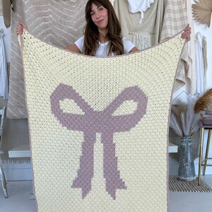 The Clara Throw PDF DIGITAL DOWNLOAD Crochet Pattern, Cute Bow C2C ...