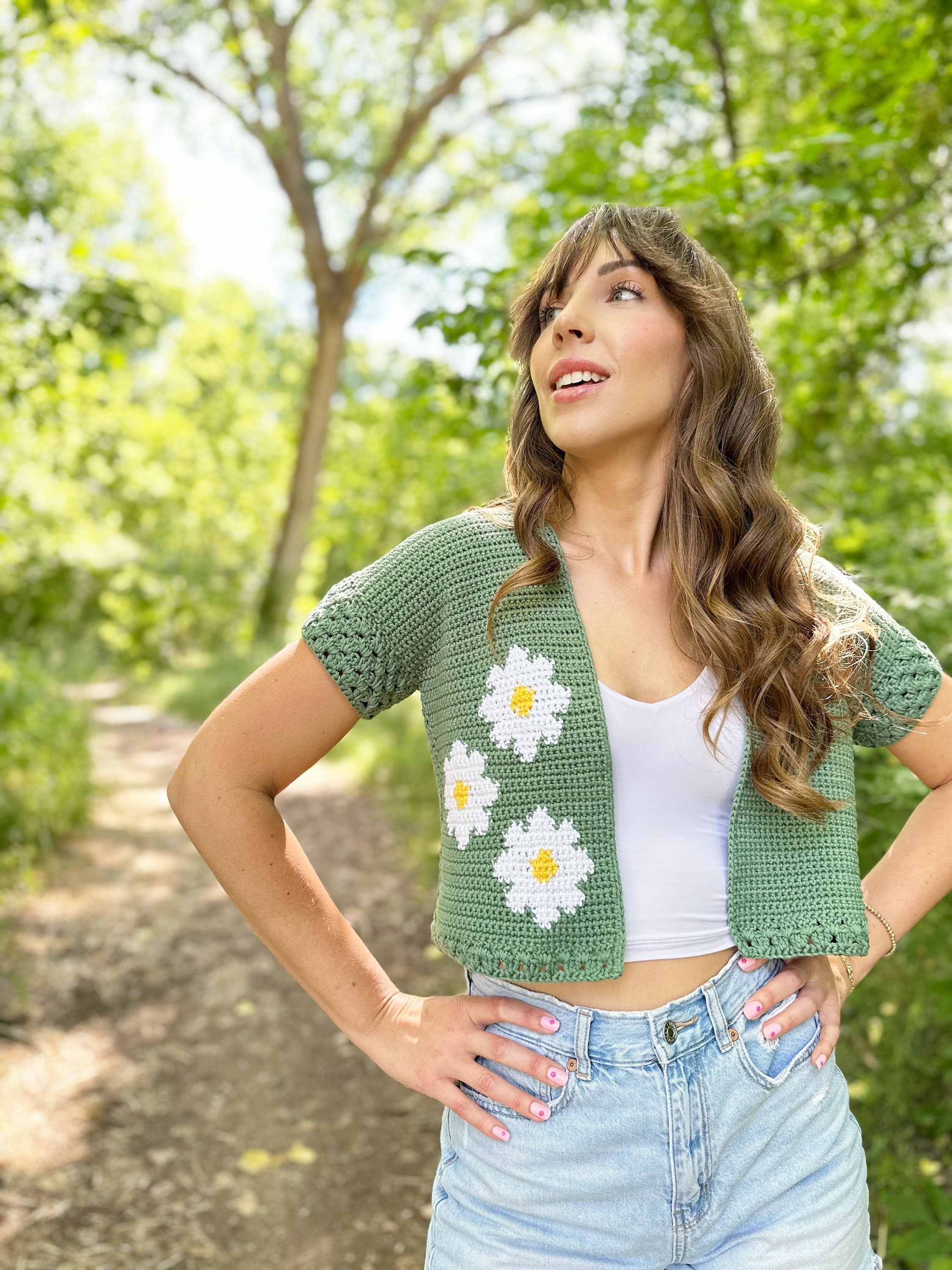 The Daisy Day Cardigan PDF DIGITAL DOWNLOAD Crochet Pattern, Cute Daisy ...