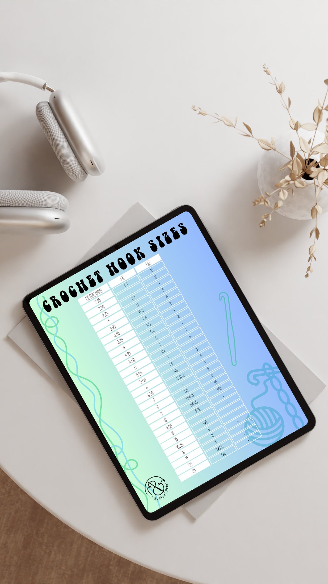 Crochet Hook Size Chart PDF DIGITAL DOWNLOADS, Quick Reference Guide to ...