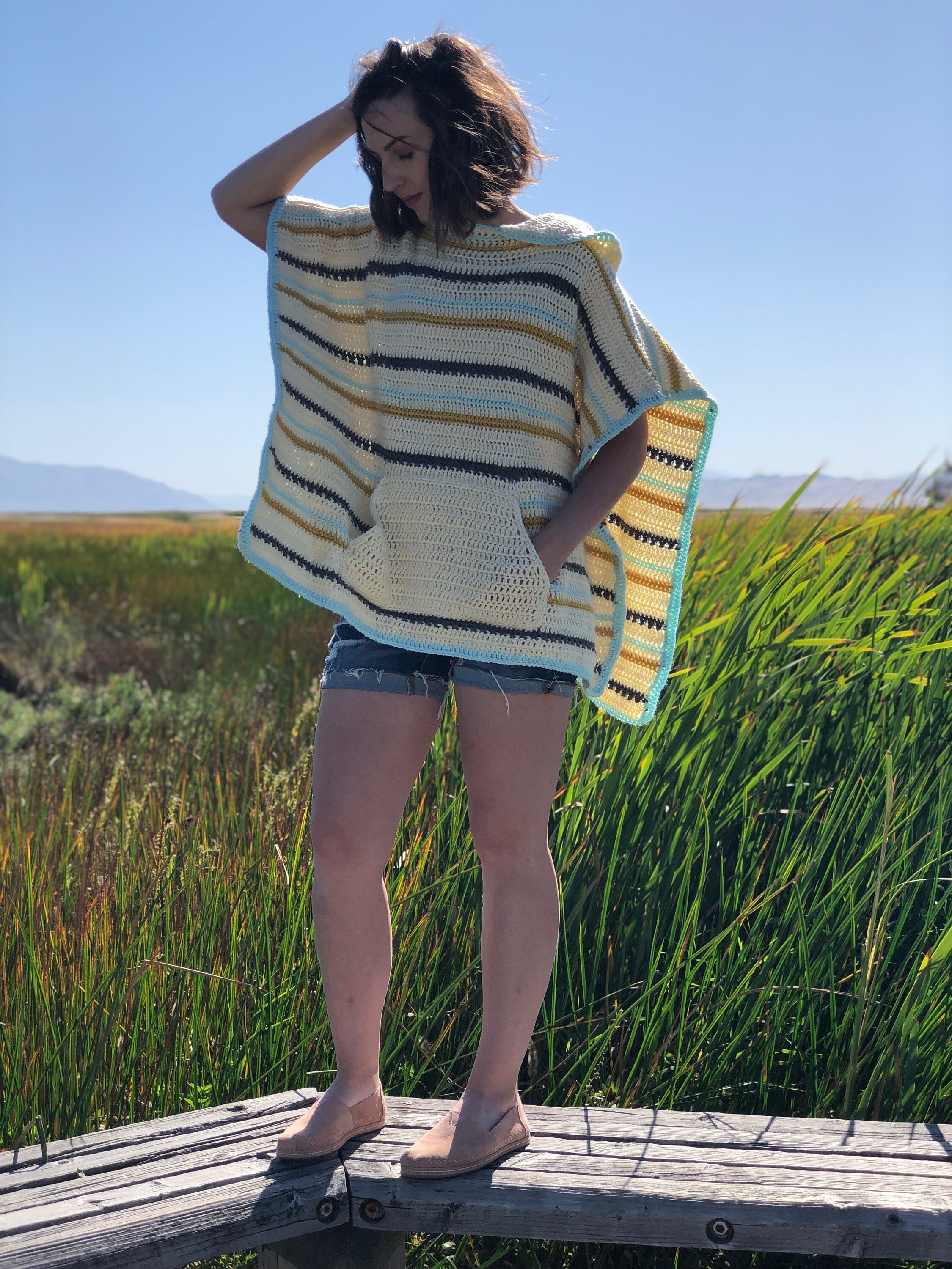 The Cross Stripe Poncho PDF DIGITAL DOWNLOAD Crochet Pattern - Etsy