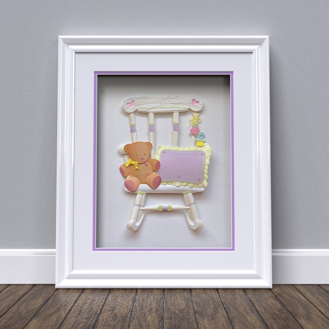 Teddy Bear, Rocking Chair Sculpture, 3D Wall Art, One-of-a-kind ...