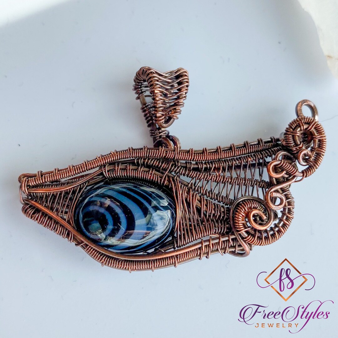 Wire Wrapped Eye Pendant, Copper Mystical Eye Necklace, All Seeing ...