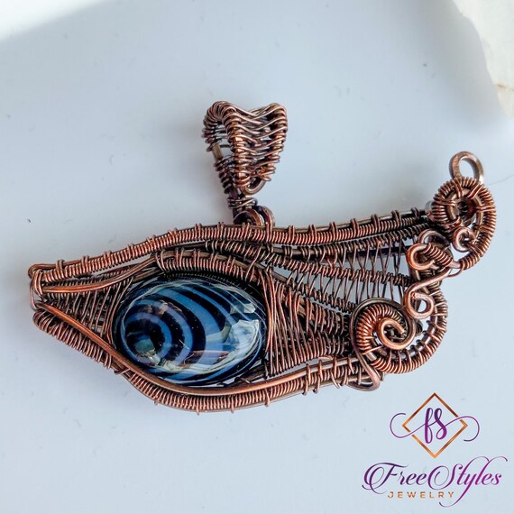 Wire Wrapped Eye Pendant Copper Mystical Eye Necklace All - Etsy