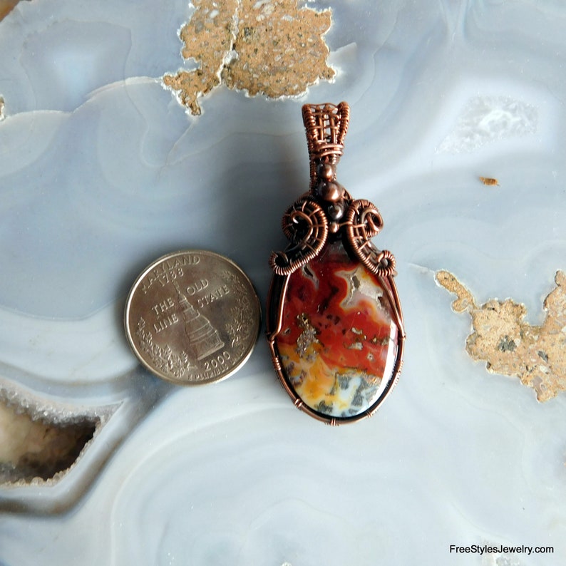 Copper Wire Wrapped Red Marcasite Pendant Wire Woven Stone - Etsy