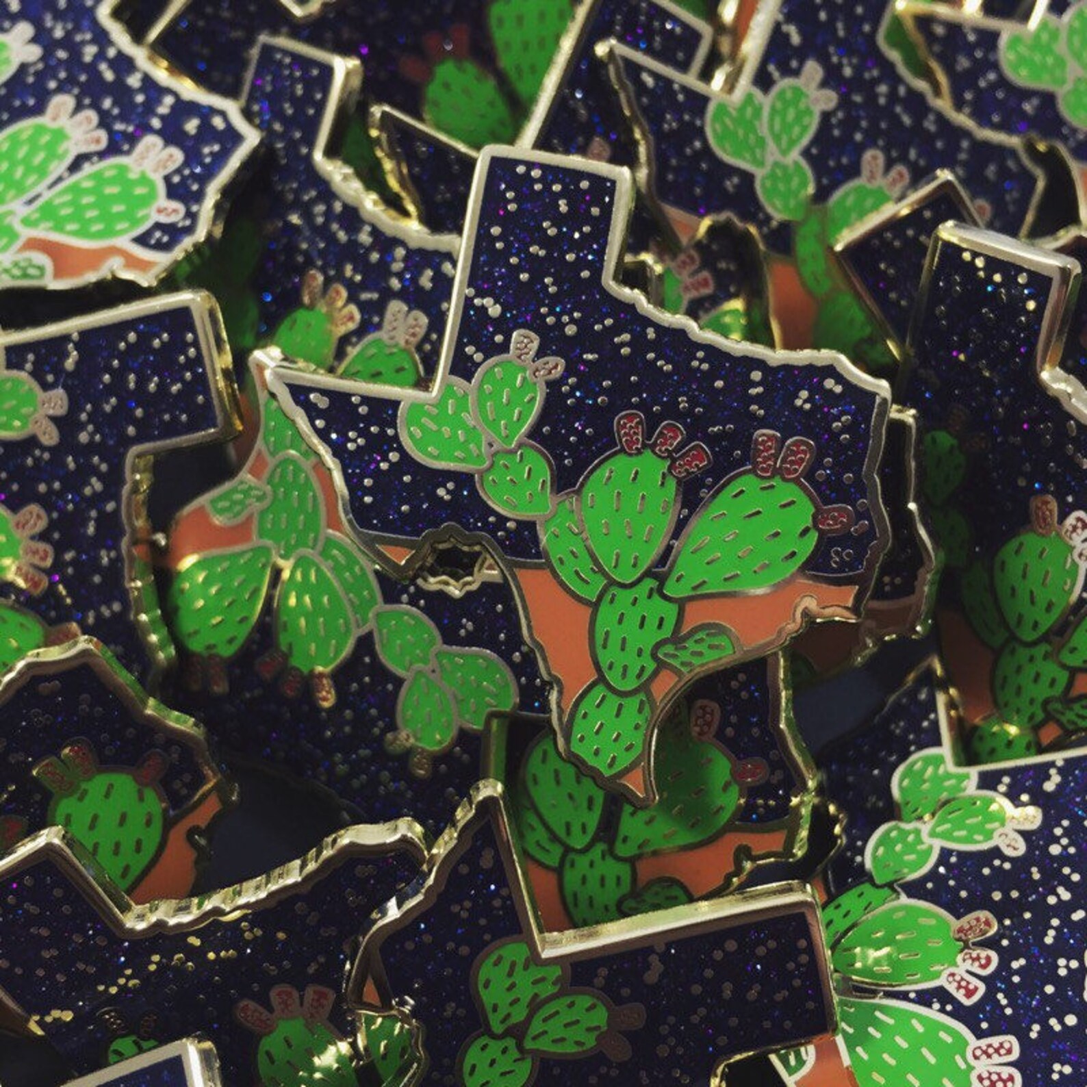 Texas Cactus Enamel Pin | the Stars at Night, Prickly Pear State ...