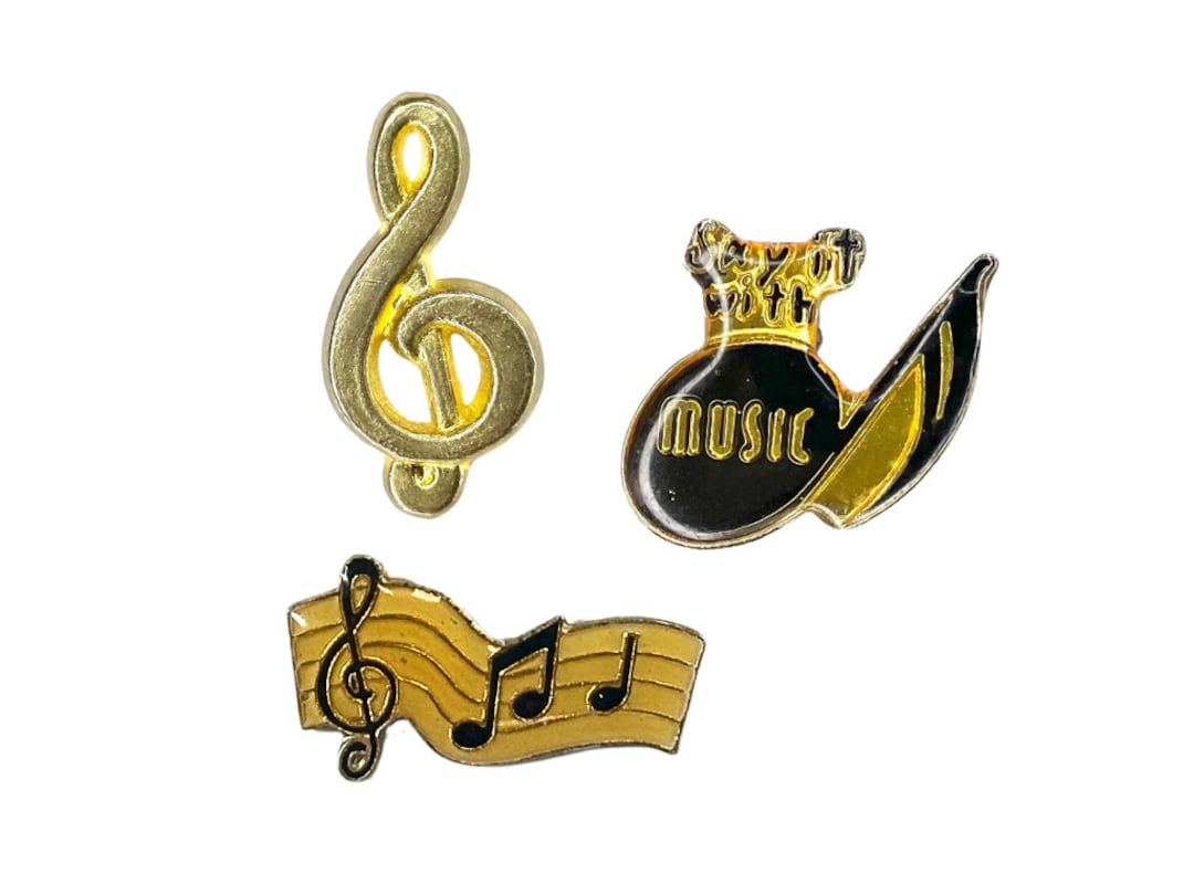 Music Pins | Vintage Gold-tone Treble Clef Badge | Say It With Music ...