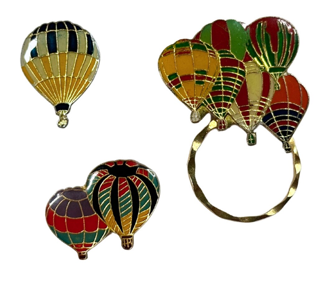 Hot Air Balloon Pins | Vintage Enamel Broochs | Retro Jewelry - Etsy