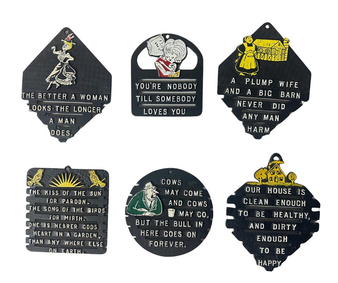 Vintage Trivets | Funny Cast Aluminum Kitchen Decor, Kitsch Wall ...