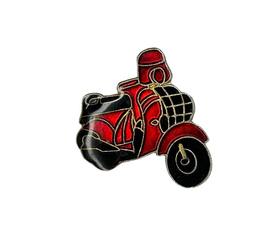 Moped or Motorcycle Enamel Pin | Vintage Vespa Lapel Button | Motor ...