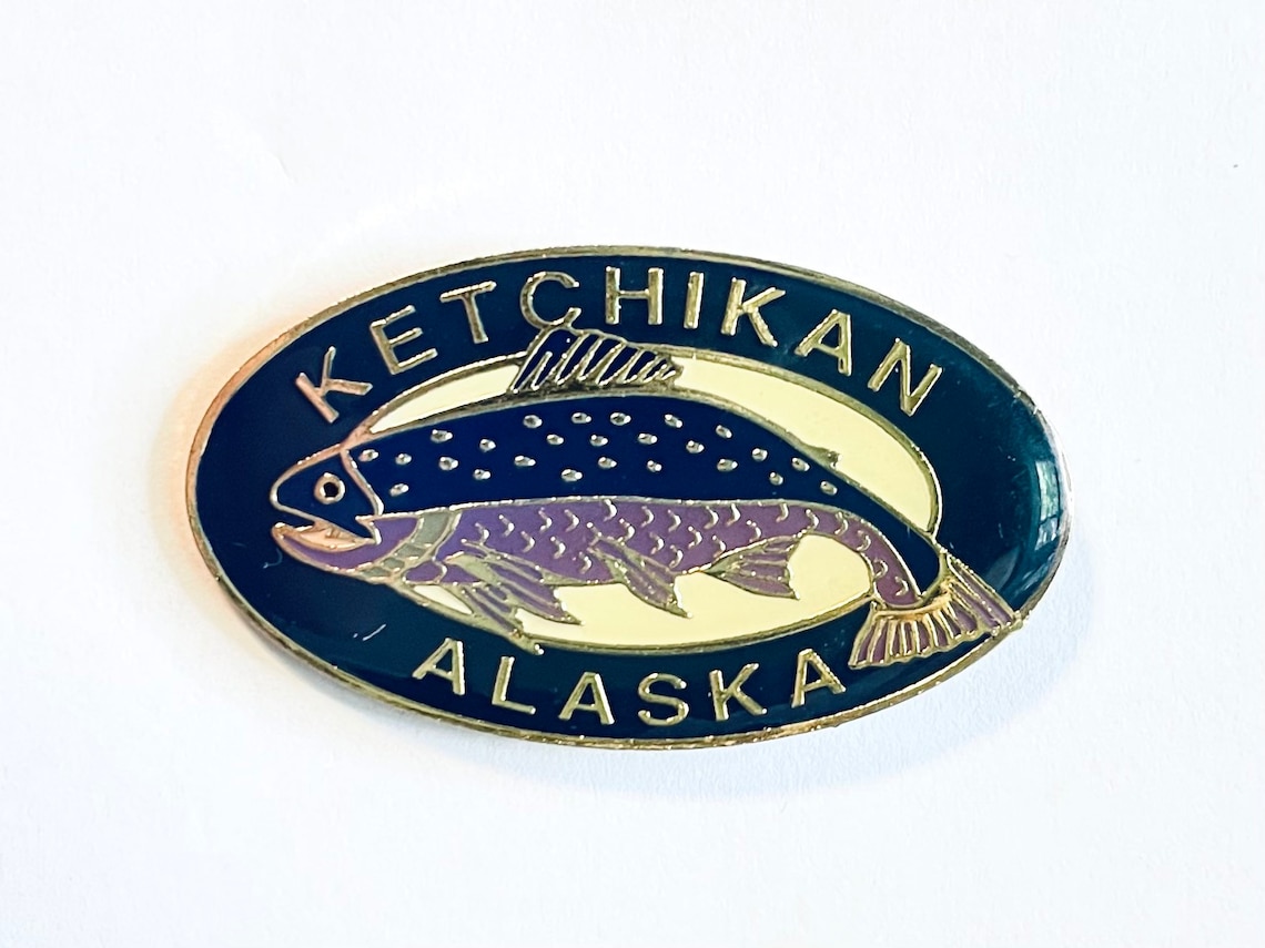 Ketchikan Alaska Pin Vintage King Salmon Enamel Badge | Etsy