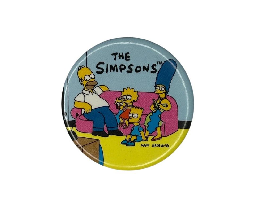 The Simpsons Button | 90's Pin | Vintage TV Cartoon Memorabilia - Etsy