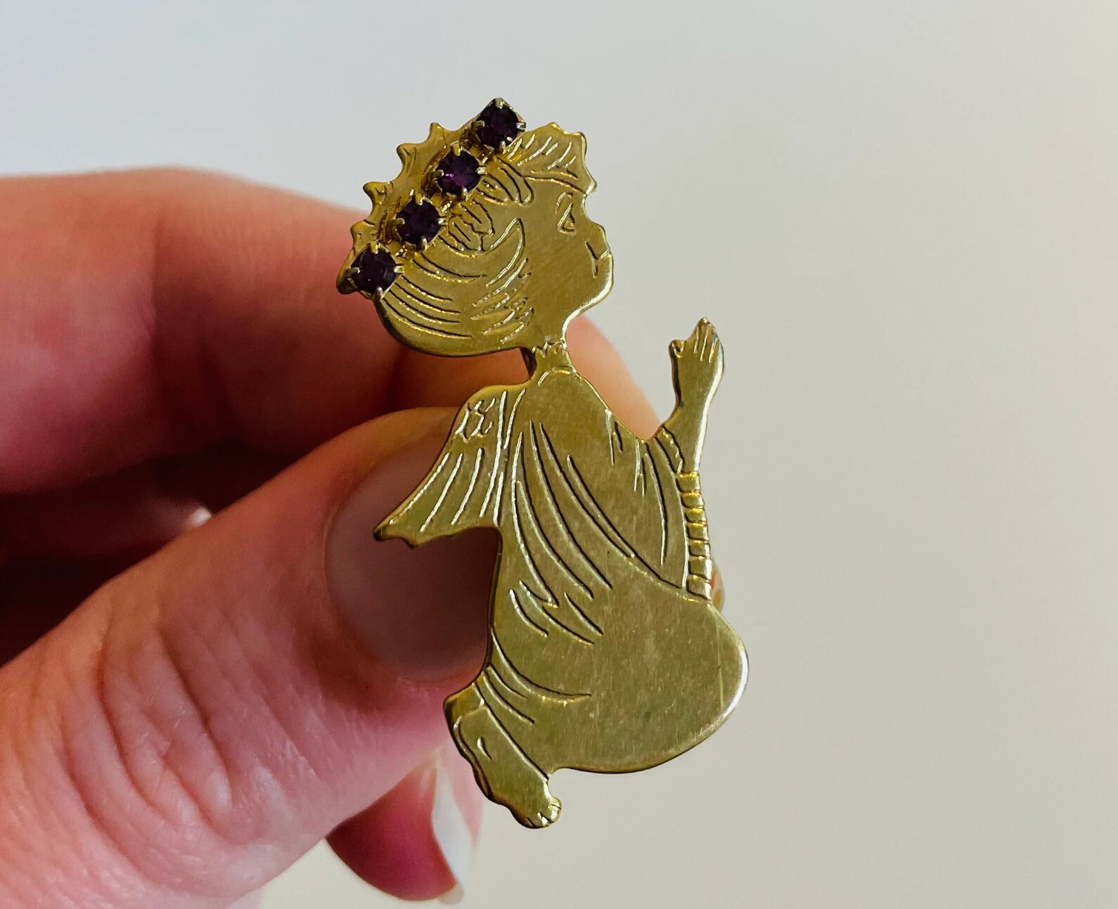 Angel Pins | Vintage Religious Pins | Guardian Angels Golden Tone ...