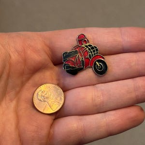 Moped or Motorcycle Enamel Pin | Vintage Vespa Lapel Button | Motor ...
