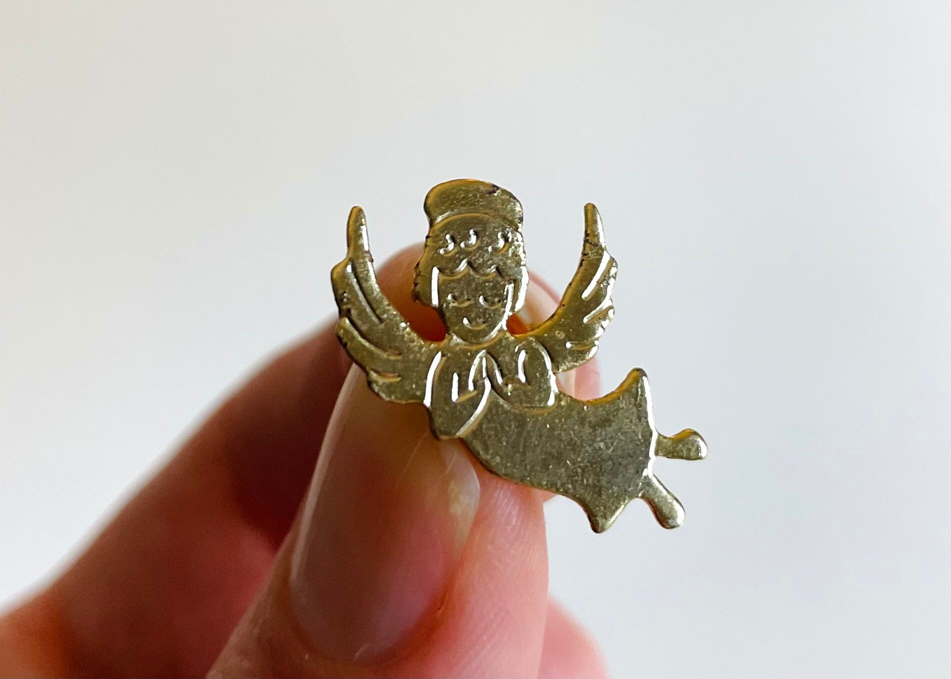 Angel Pins | Vintage Religious Pins | Guardian Angels Golden Tone ...