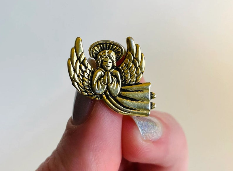 Angel Pins | Vintage Religious Pins | Guardian Angels Golden Tone ...