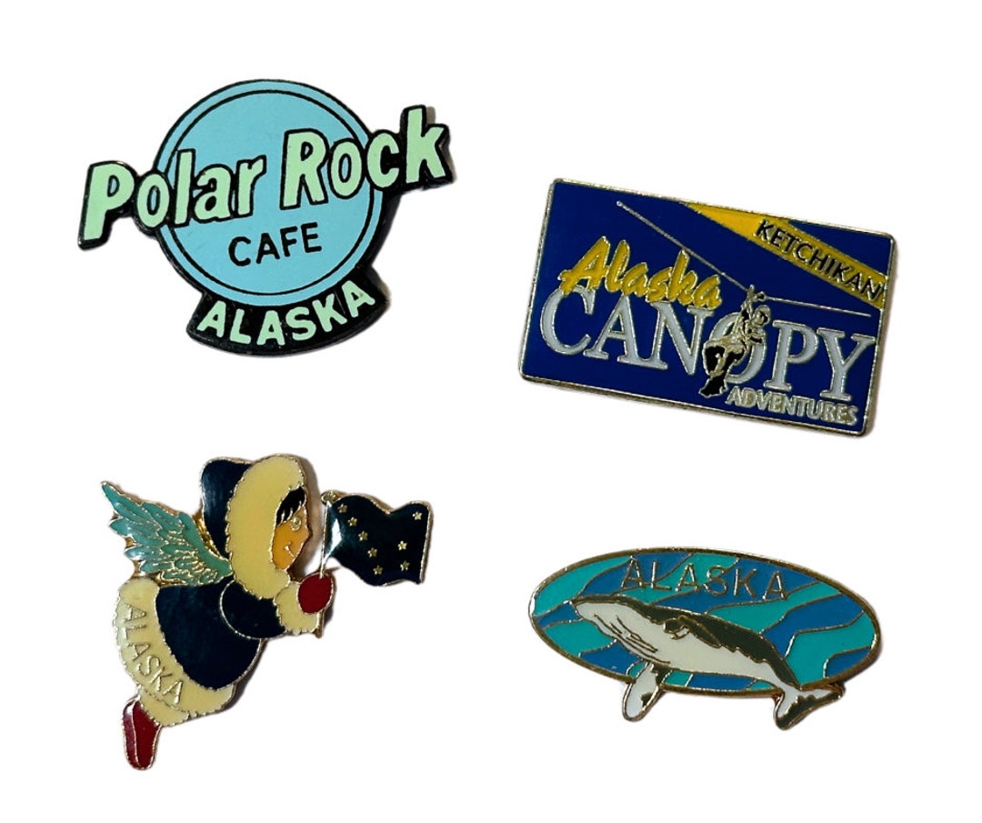 Alaska Pins | Vintage Enamel Lapel Badges | Alaskan Flag Pins - Etsy