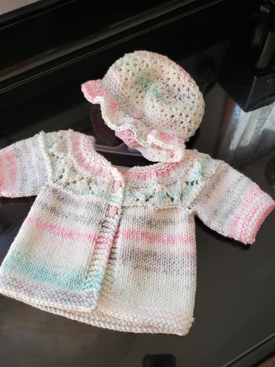 Hand Made Knit Baby Sweater Set 0 to 3 Months - Etsy