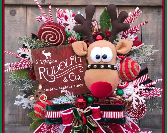Reindeer Wreath Christmas Wreath Holiday Wreath Reindeer - Etsy
