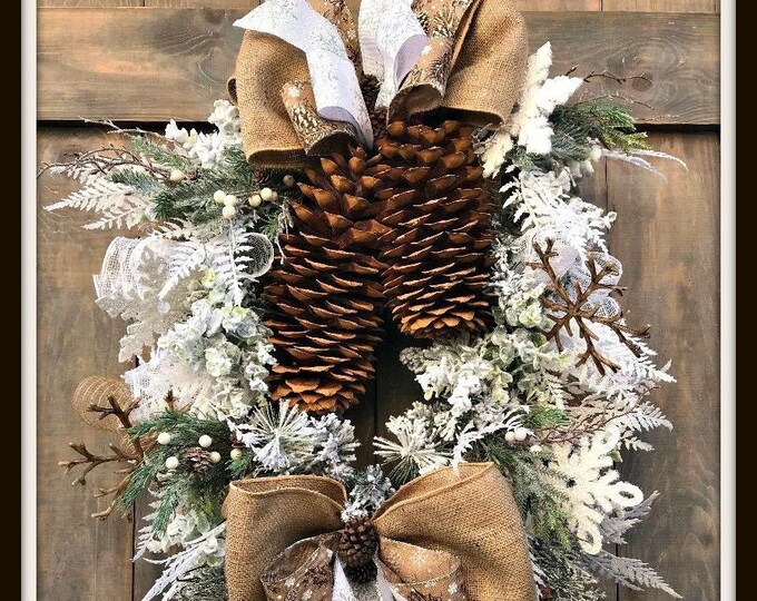 Rustic Christmas Wreath, Christmas Wreath, Holiday Wreath, Door Wreath ...